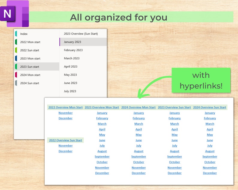 2023 / 2024 Onenote Calendar, Monday Start, Sunday Start, iPad Calendar ...