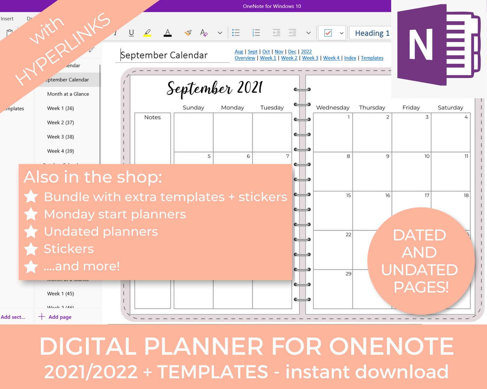 Onenote Digital Planner Digital Notebook One Note - Etsy