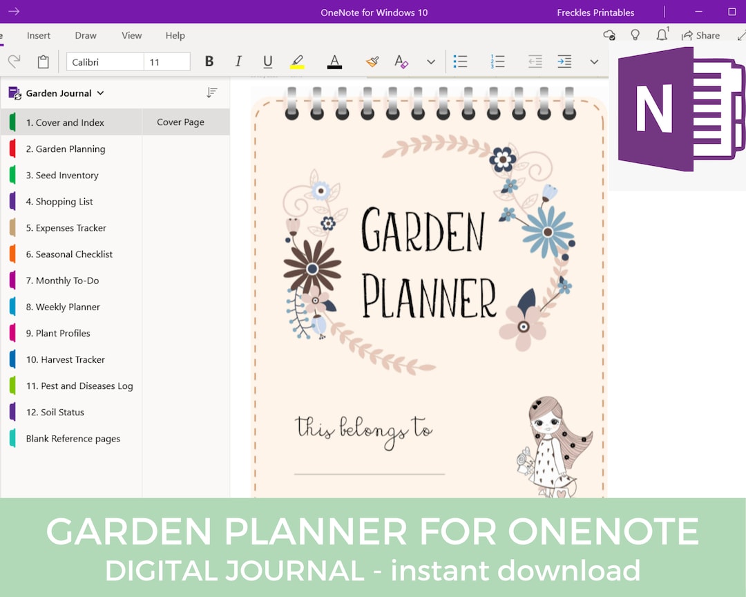 Onenote Garden Planner, Garden Journal, Digital Planner, Digital ...