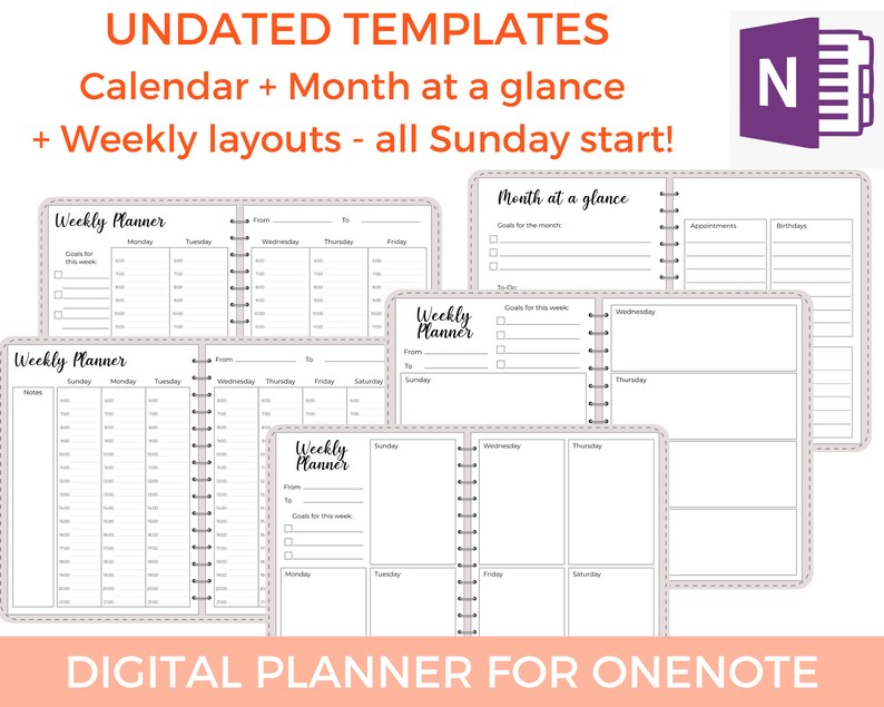 Onenote Digital Planner, Digital Notebook, One Note, Minimalist Planner ...