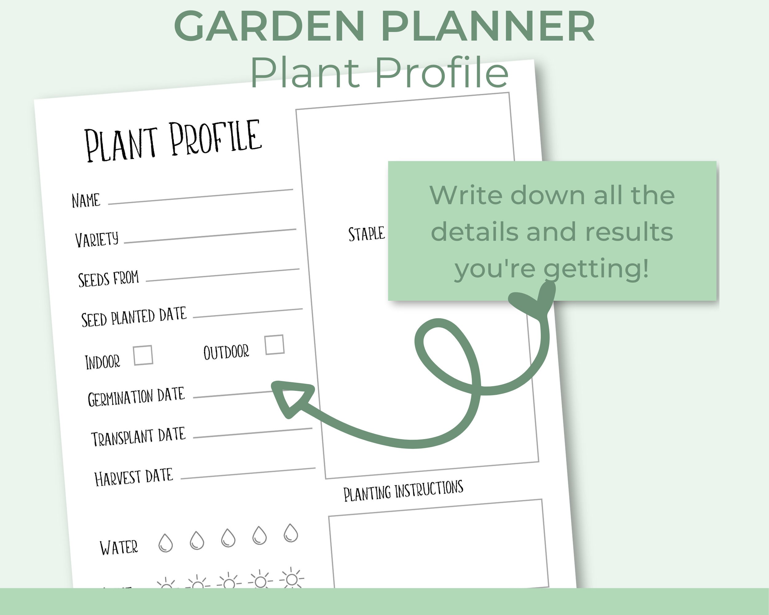 Garden Calendar Plant Profile Garden Planner Garden | Etsy