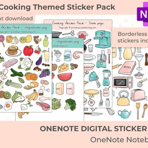 Recipe Planner Digital Stickers, One Note Planner Stickers, Digital ...