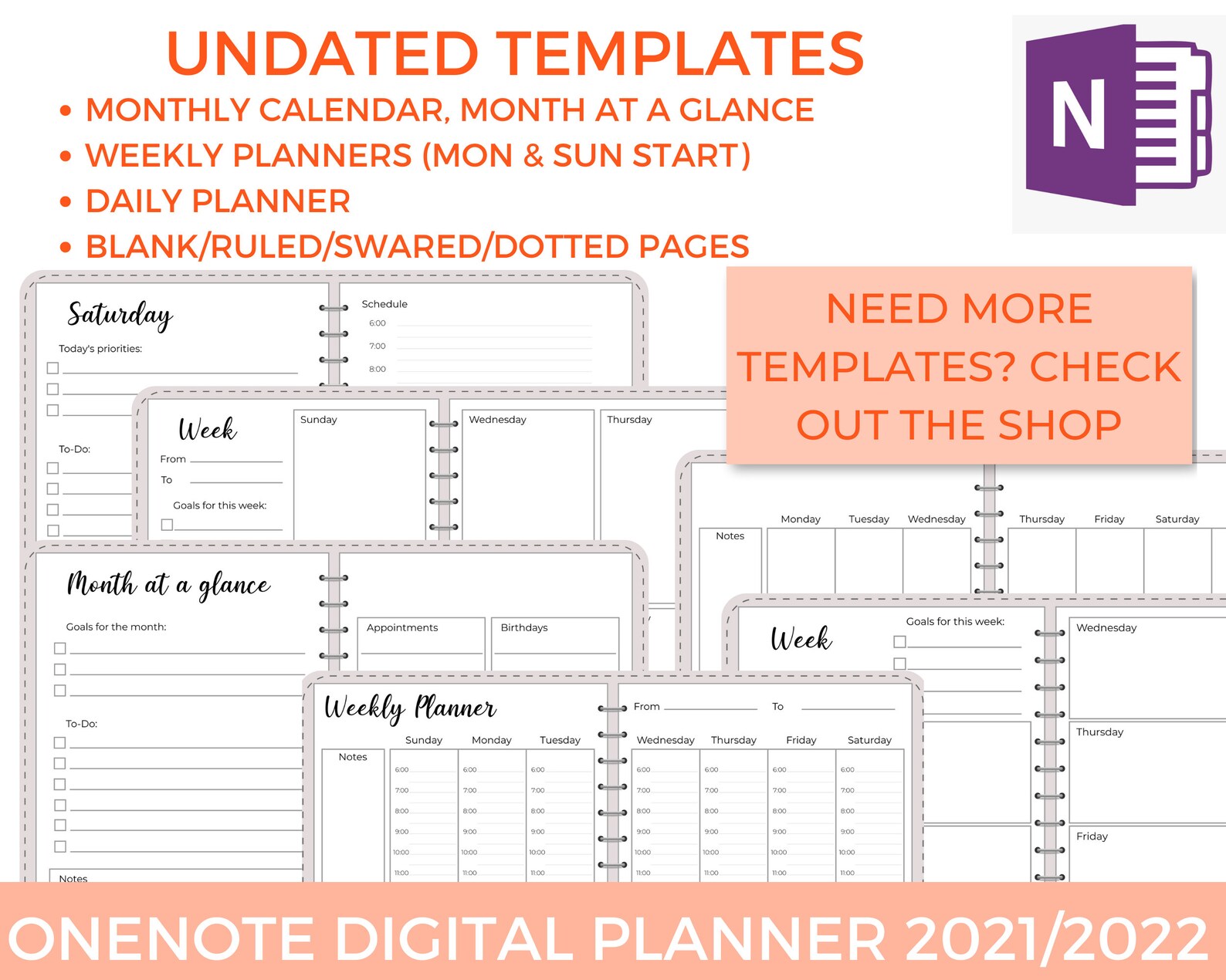 Onenote Digital Planner Digital Notebook One Note - Etsy