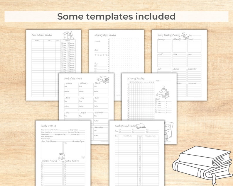 Reading Journal Printable PDF, Reading Planner, Book Review Template ...