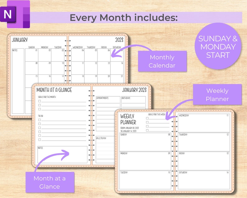 2023/2024 Onenote Planner Digital Planner One Note Planner - Etsy UK