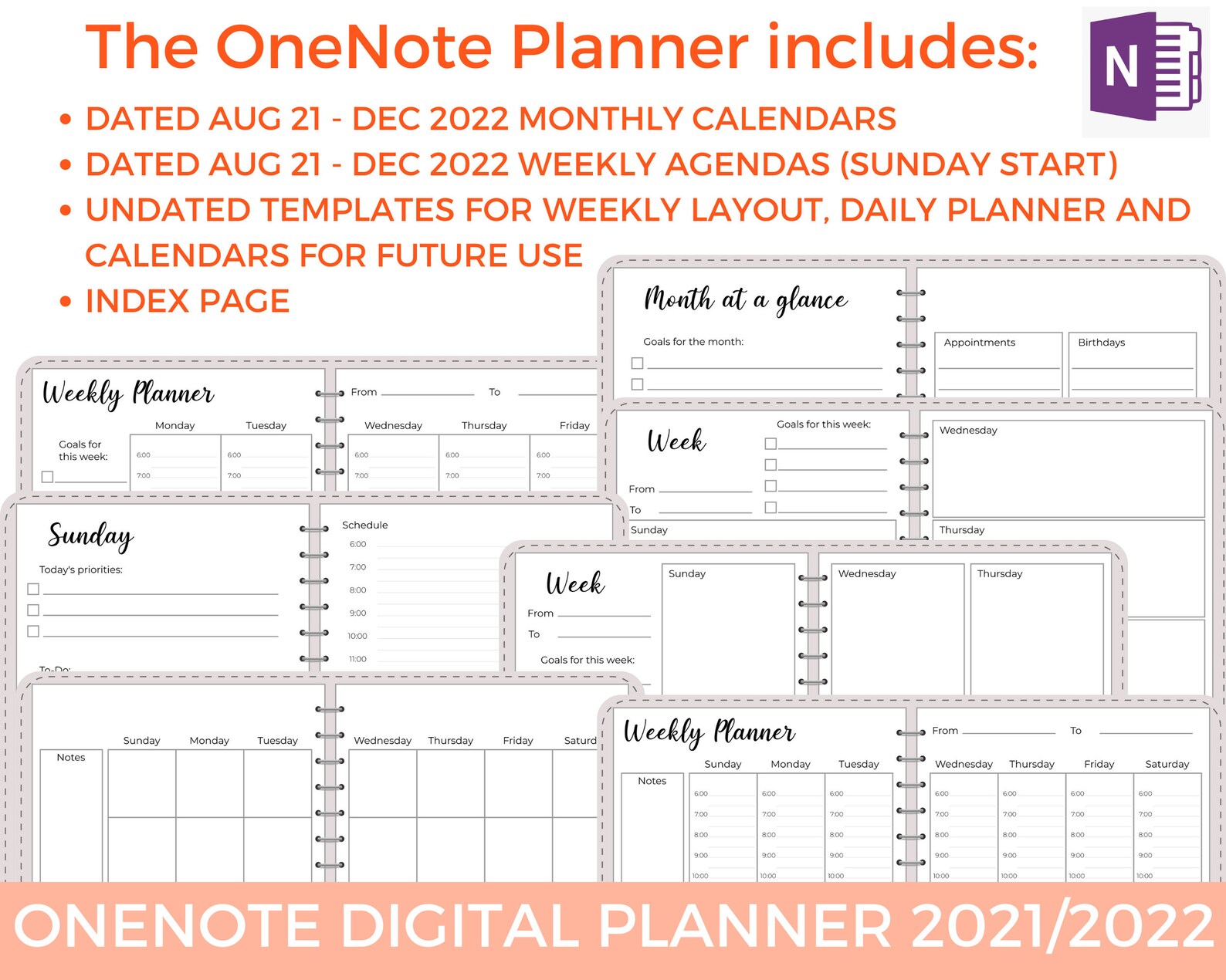 Onenote Digital Planner Digital Notebook One Note - Etsy