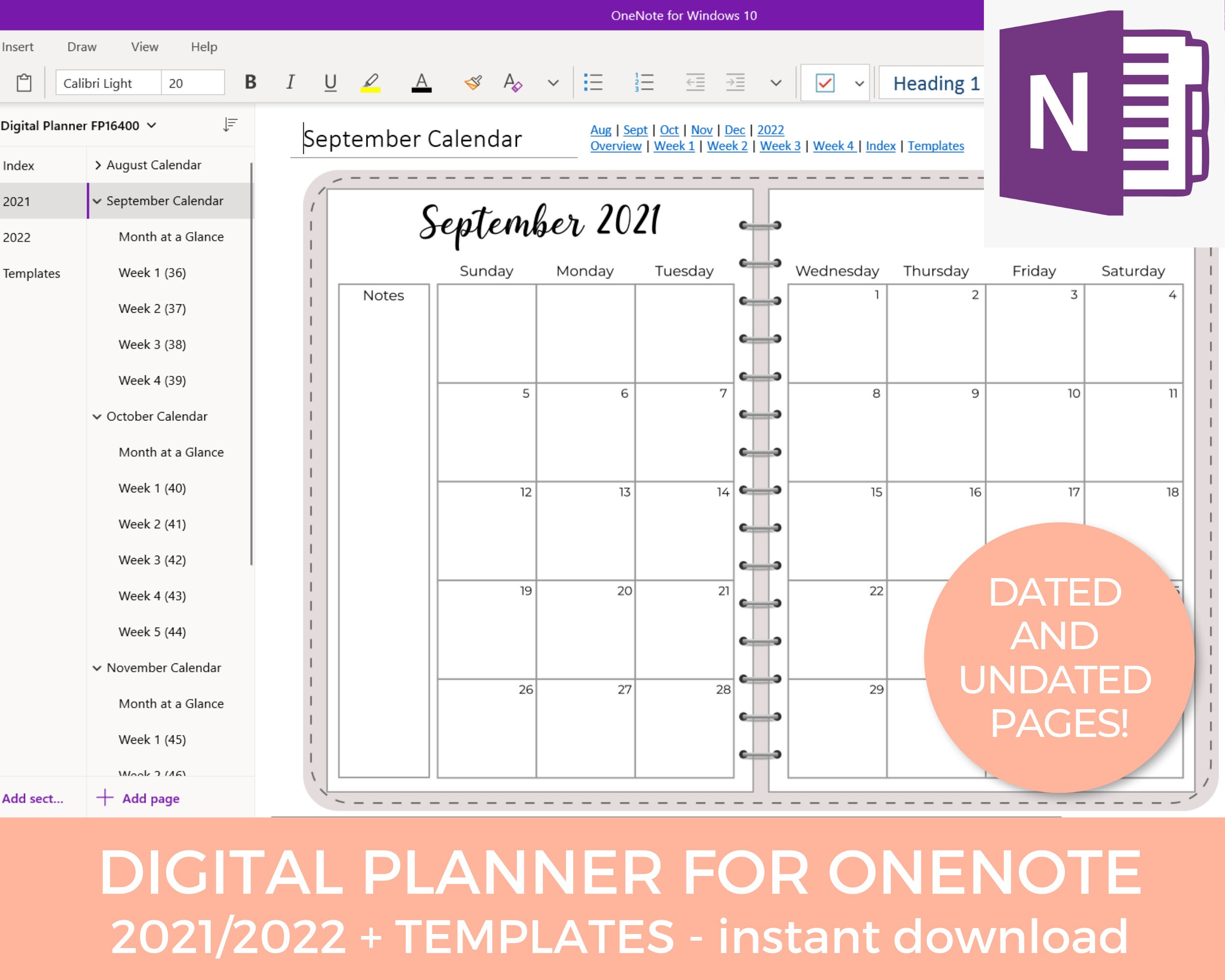 Onenote Digital Planner Digital Notebook One Note - Etsy