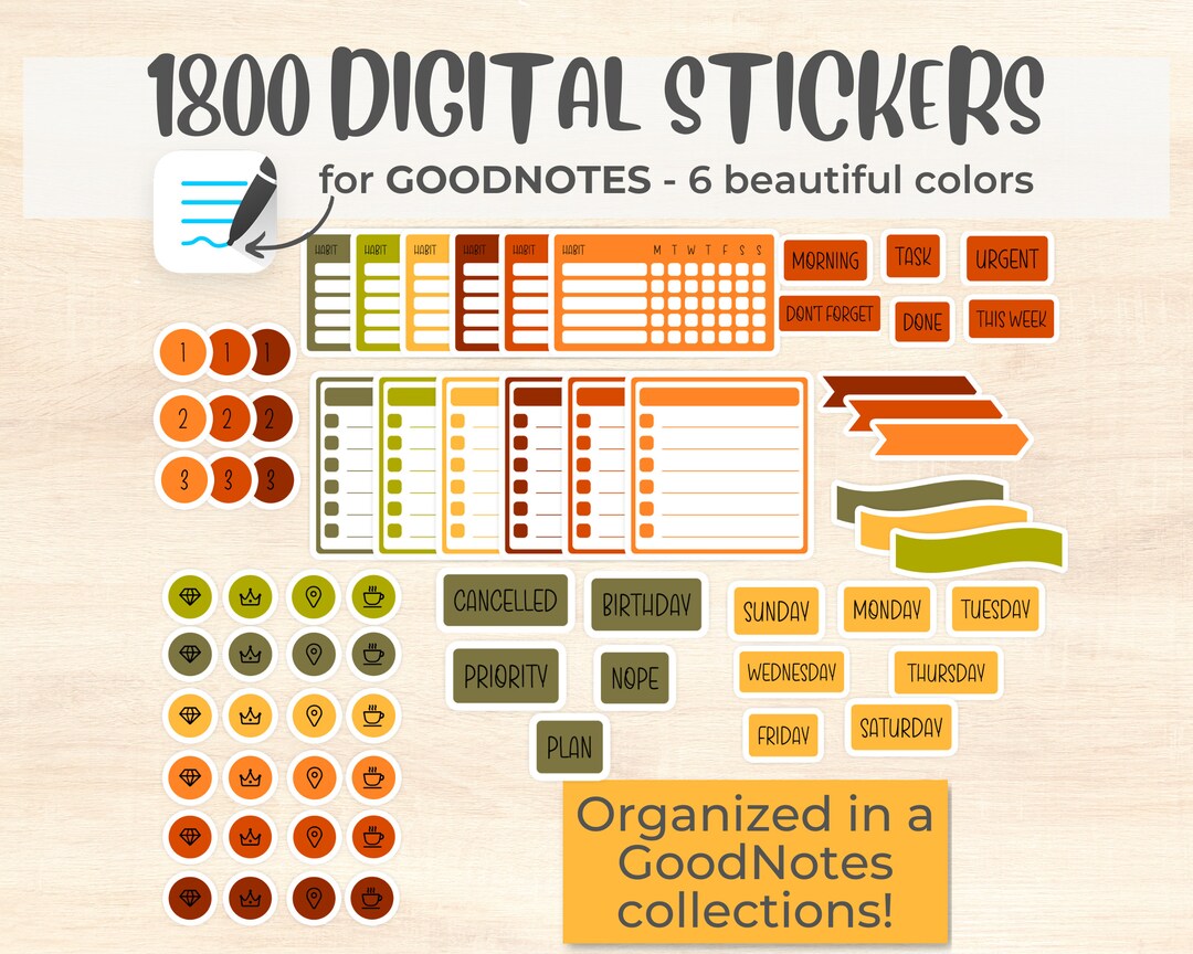 Goodnotes Stickers, Digital Sticker Pack With 1800+ Fall Stickers ...