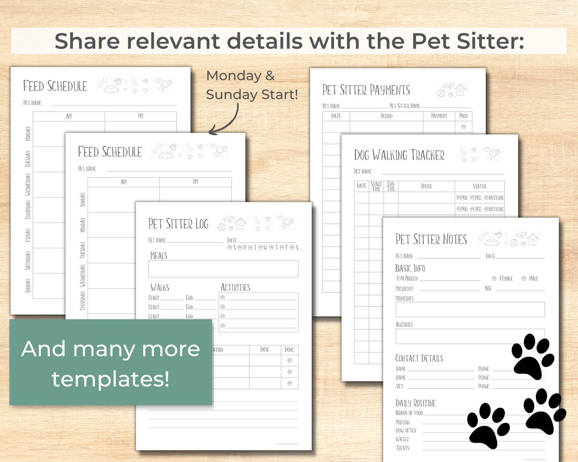 Dog Care Planner Printable Puppy Planner Dog Walking Pet - Etsy