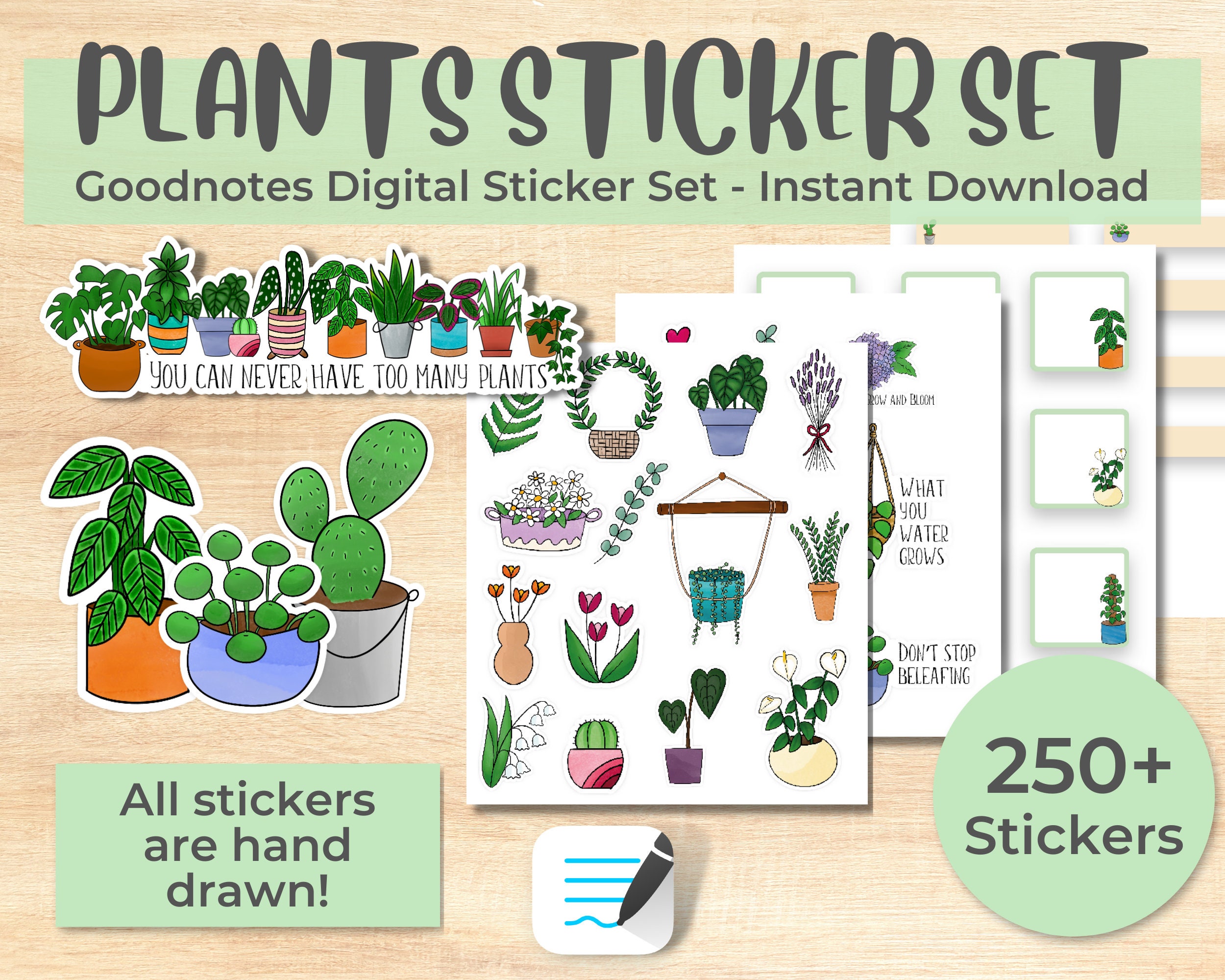 Digital Plant Stickers, Plants Digital Journal Stickers, Goodnotes ...