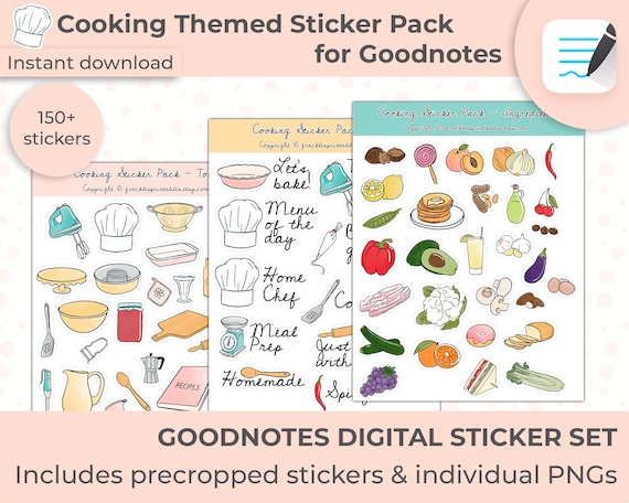 Recipe Planner Digital Stickers Cooking Digital Stickers | Etsy
