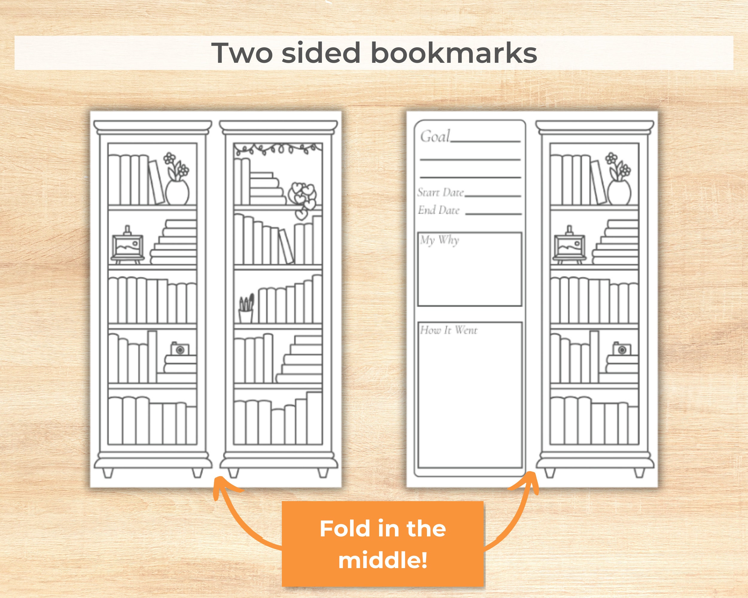 Bookshelf Bookmark Set, Printable Bookcase Reading Tracker, Unique and ...