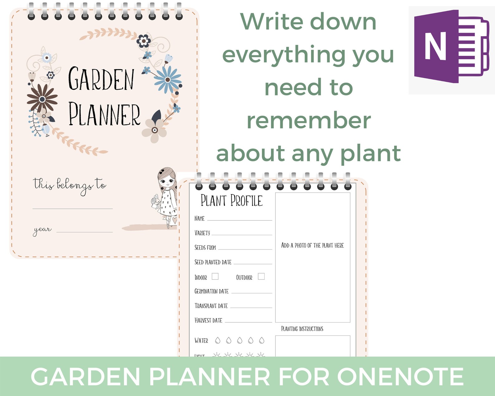 Onenote Garden Planner, Garden Journal, Digital Planner, Digital ...