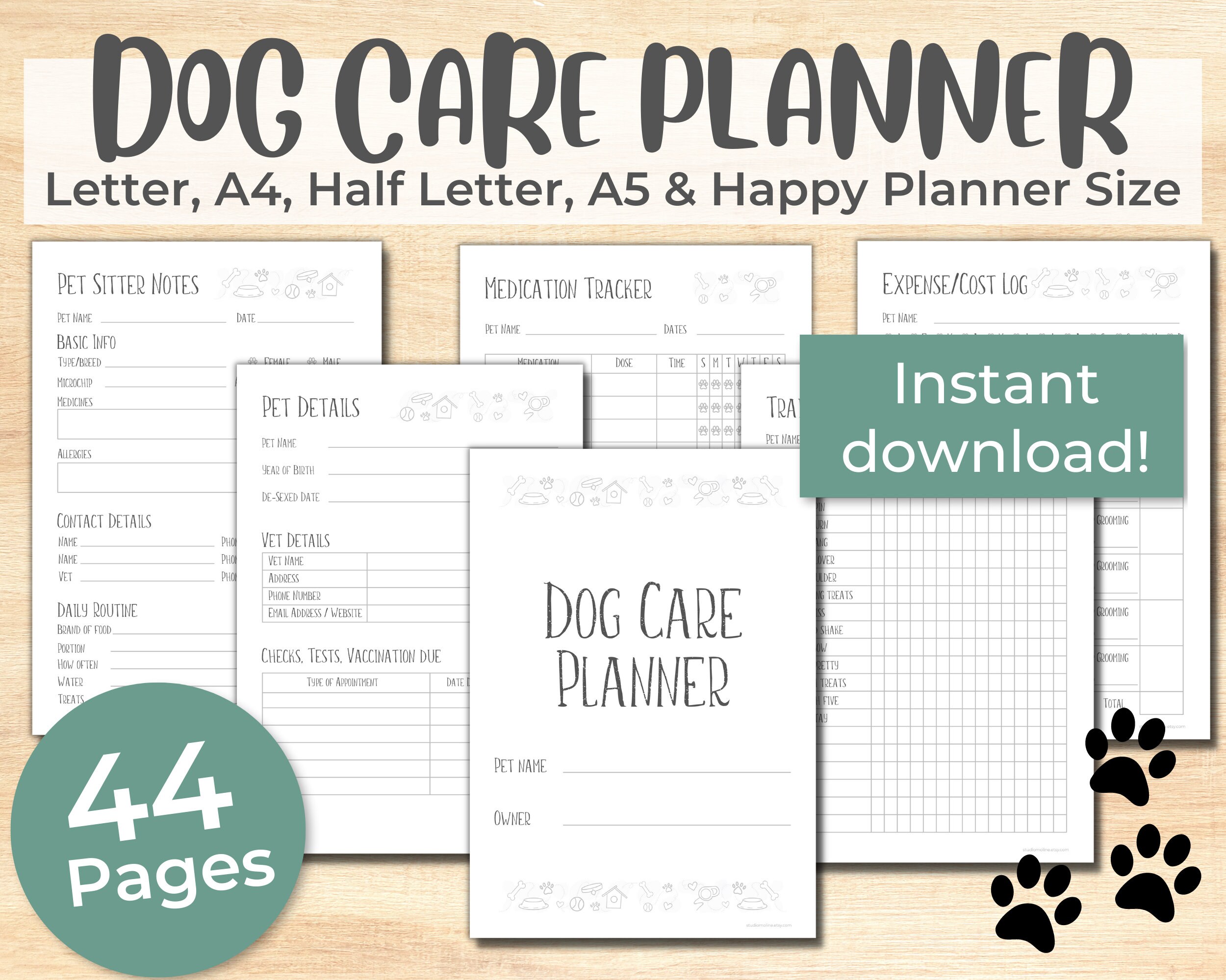 Dog Care Planner Printable Puppy Planner Dog Walking Pet - Etsy
