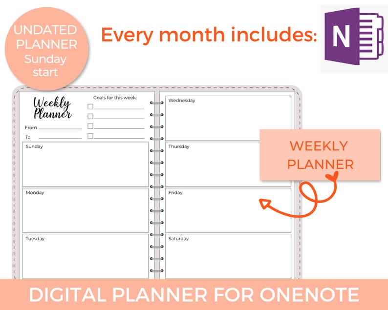 Onenote Digital Planner, Digital Notebook, One Note, Minimalist Planner ...