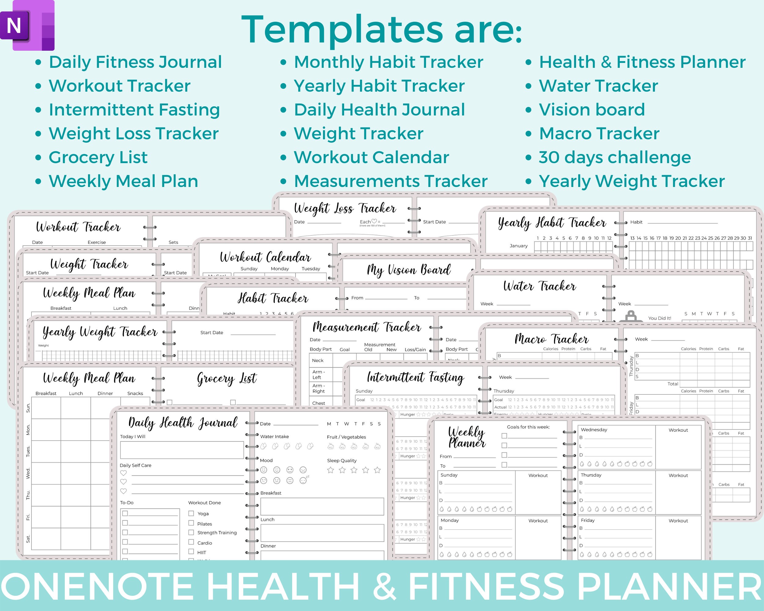 Onenote Fitness Planner Weight Loss Journal One Note - Etsy UK