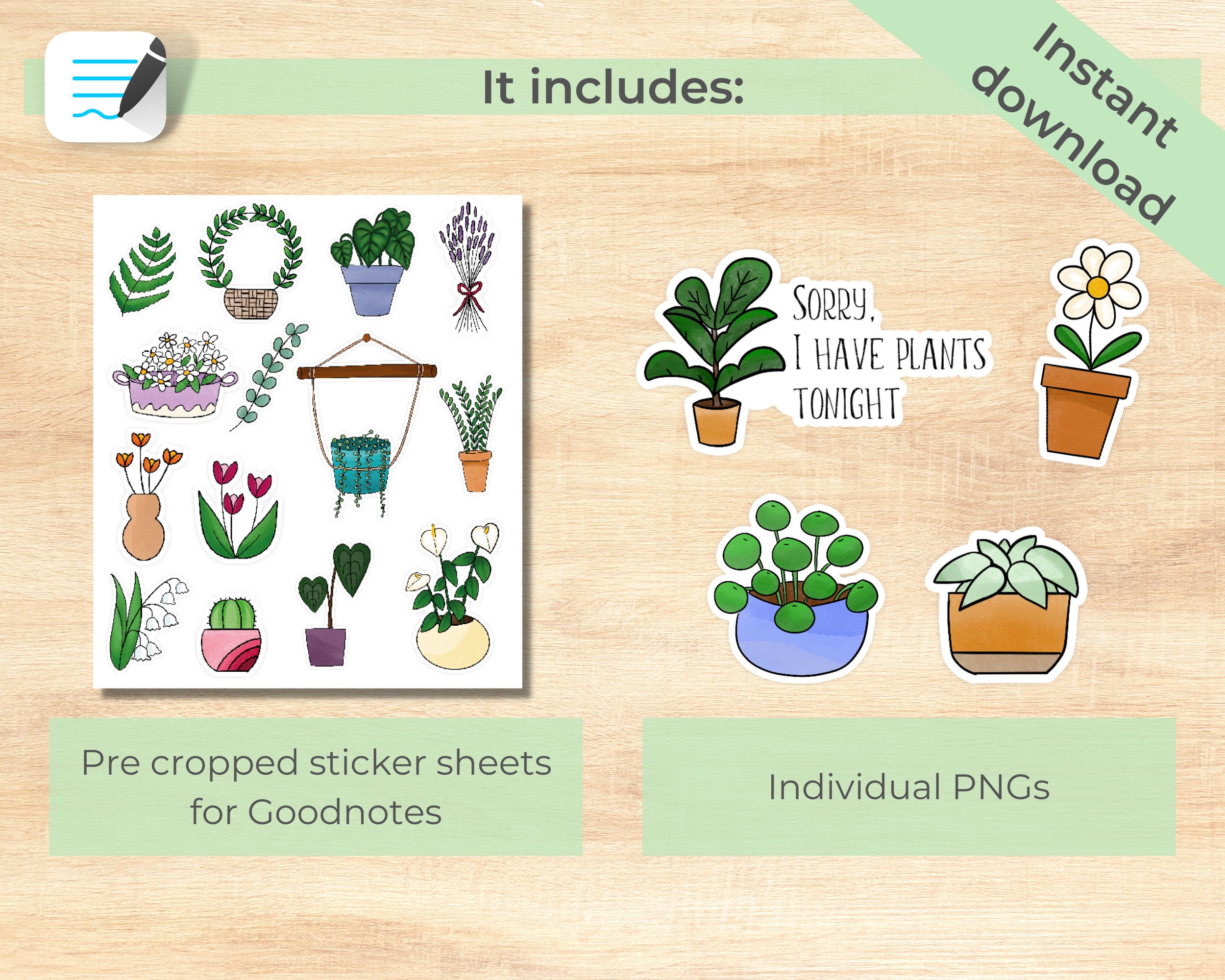 Digital Plant Stickers, Plants Digital Journal Stickers, Goodnotes ...