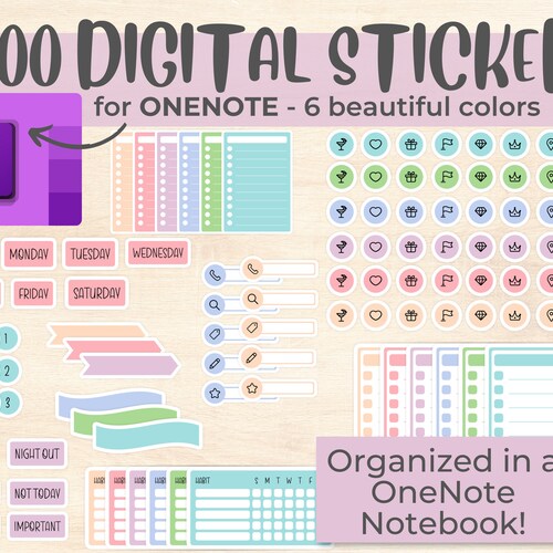 Onenote Stickers Transparent PNG Sticker Bundle Pastel - Etsy