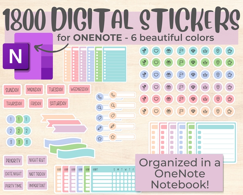 Onenote Stickers, Transparent PNG Sticker Bundle, Pastel Stickers ...
