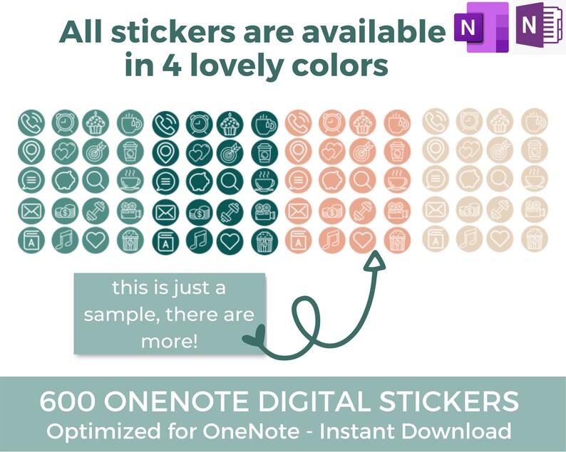 Onenote Digital Stickers, One Note Planner Stickers, Precropped ...