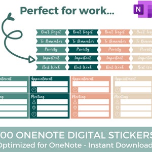 Onenote Digital Stickers, One Note Planner Stickers, Precropped ...