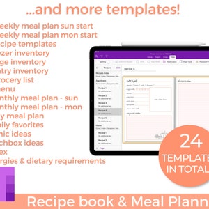 Onenote Meal Planner, Digital Recipe Book Templates, Cookbook Templates ...