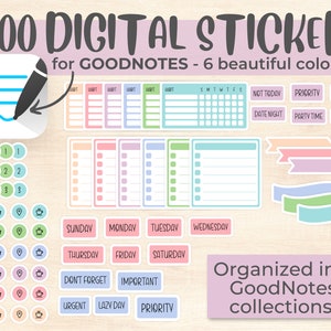 Goodnotes Stickers, Digital Sticker Pack With 1800+ Pastel Stickers ...