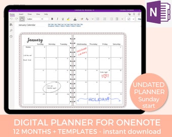 Onenote Digital Planner Digital Notebook One Note | Etsy