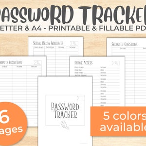 Password Tracker, Password Log Book and Organizer, Social Media Account ...