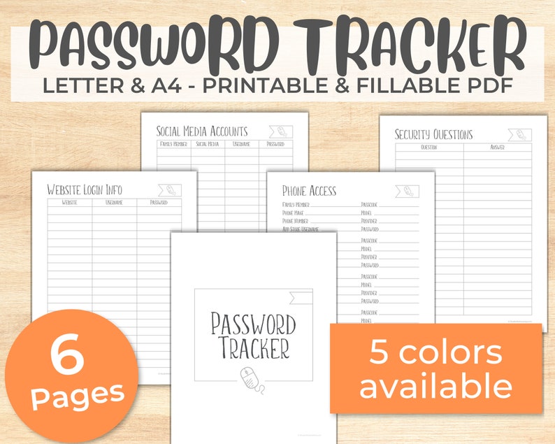 Password Tracker, Password Log Book and Organizer, Social Media Account ...
