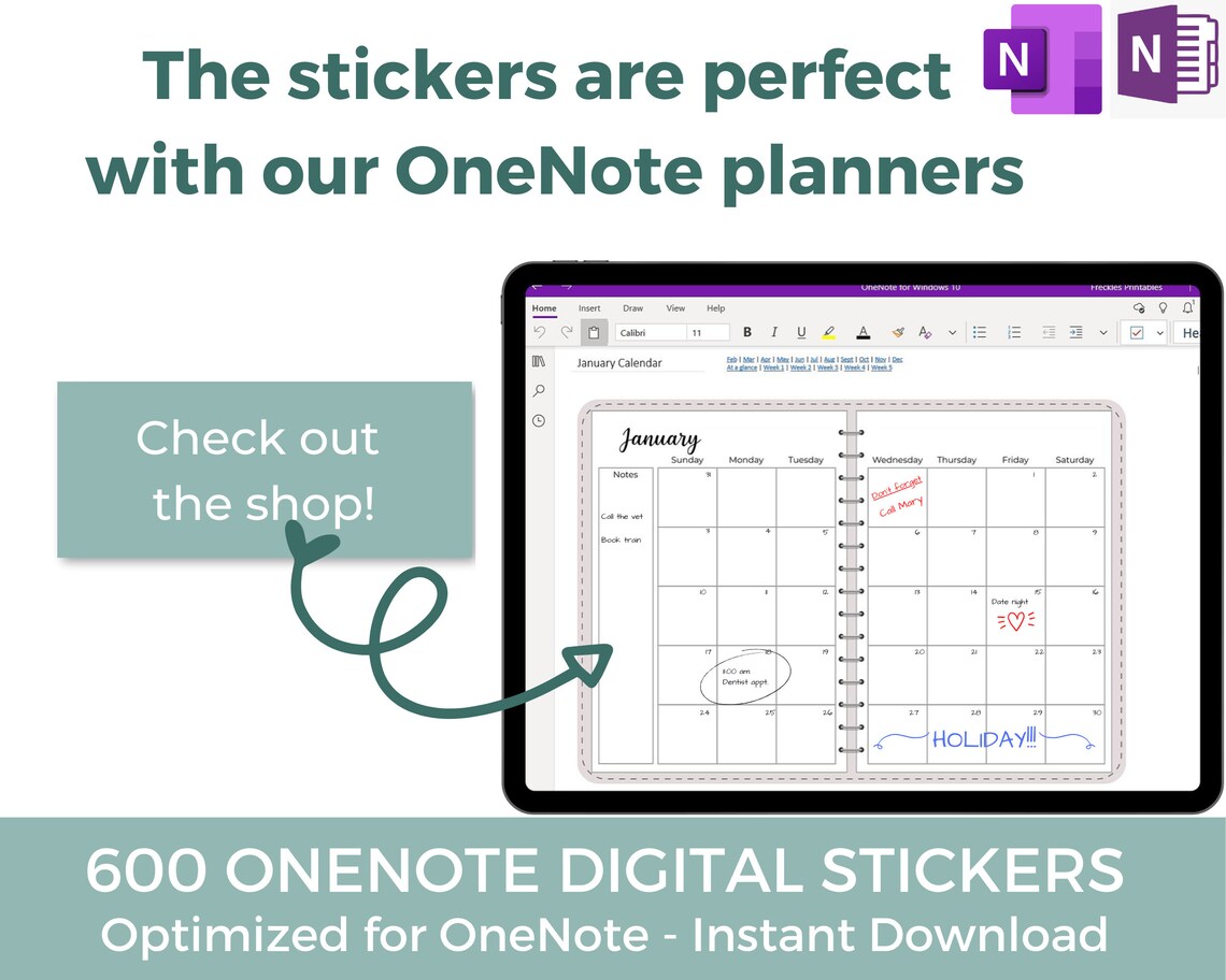Onenote Digital Stickers One Note Planner Stickers - Etsy