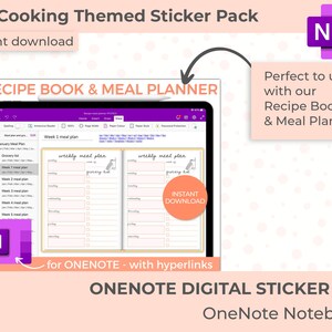 Recipe Planner Digital Stickers, One Note Planner Stickers, Digital ...