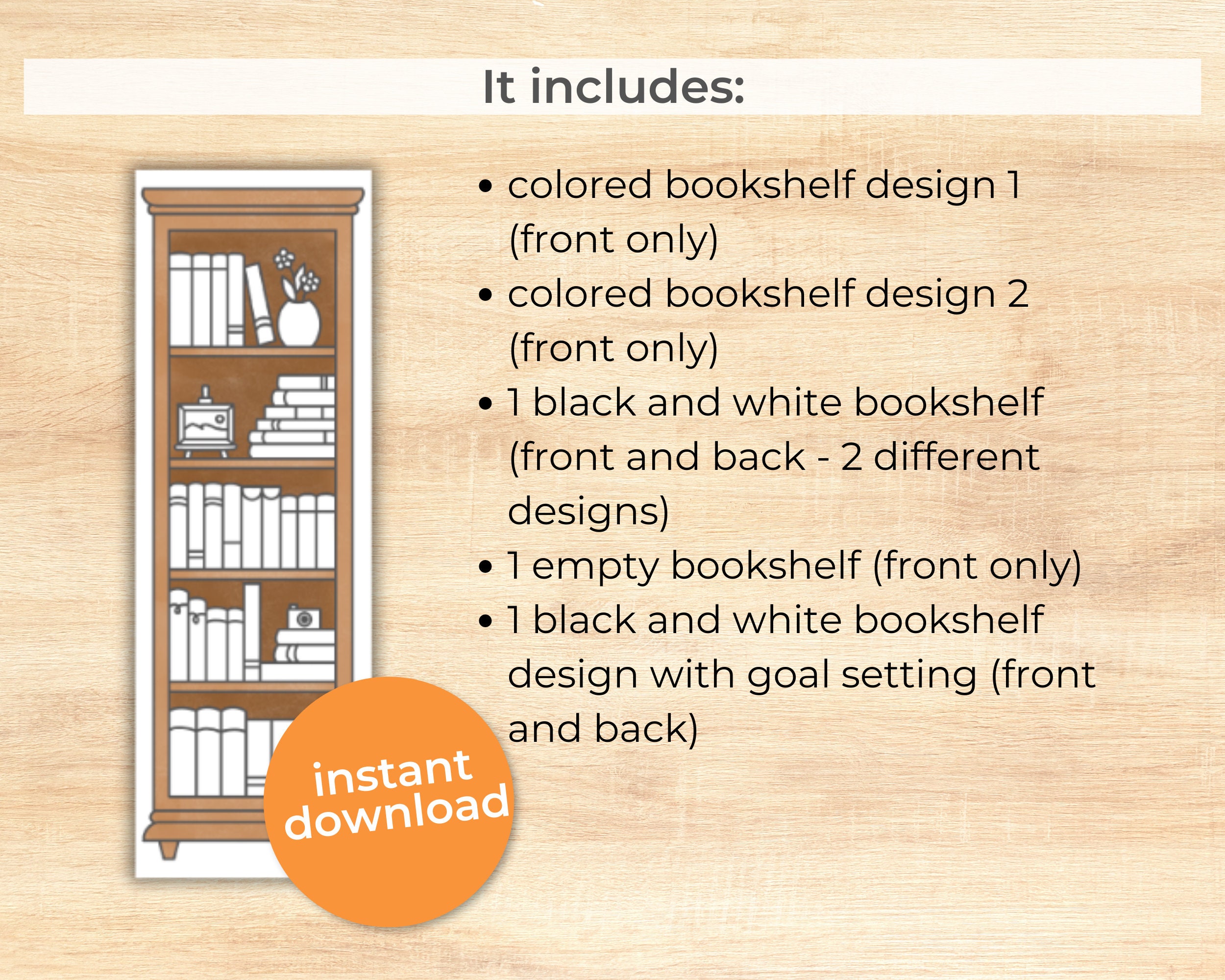 Bookshelf Bookmark Set, Printable Bookcase Reading Tracker, Unique and ...
