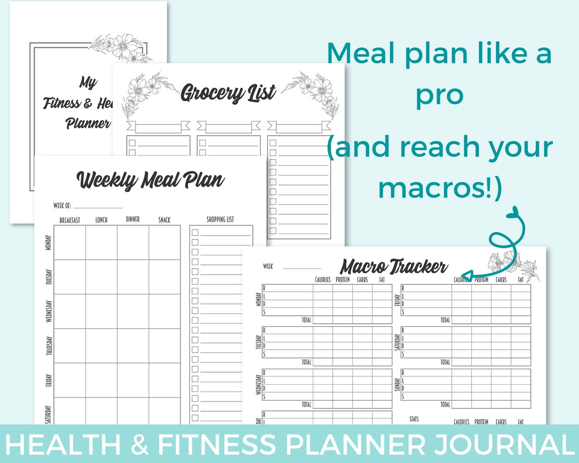 Fitness Planner Health Planner Fitness Journal Exercise - Etsy