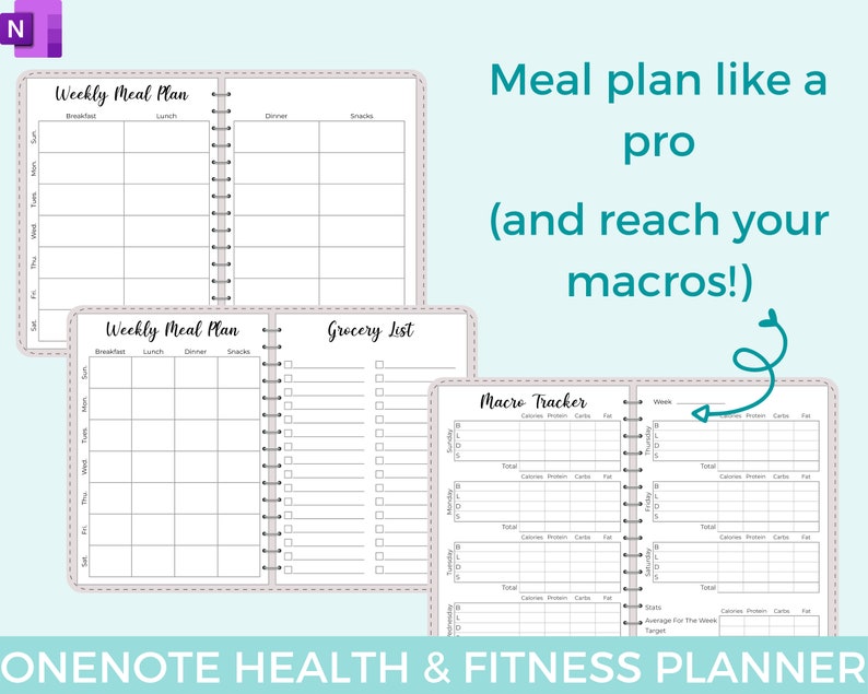 Onenote Fitness Planner, Weight Loss Journal, One Note, Exercise ...