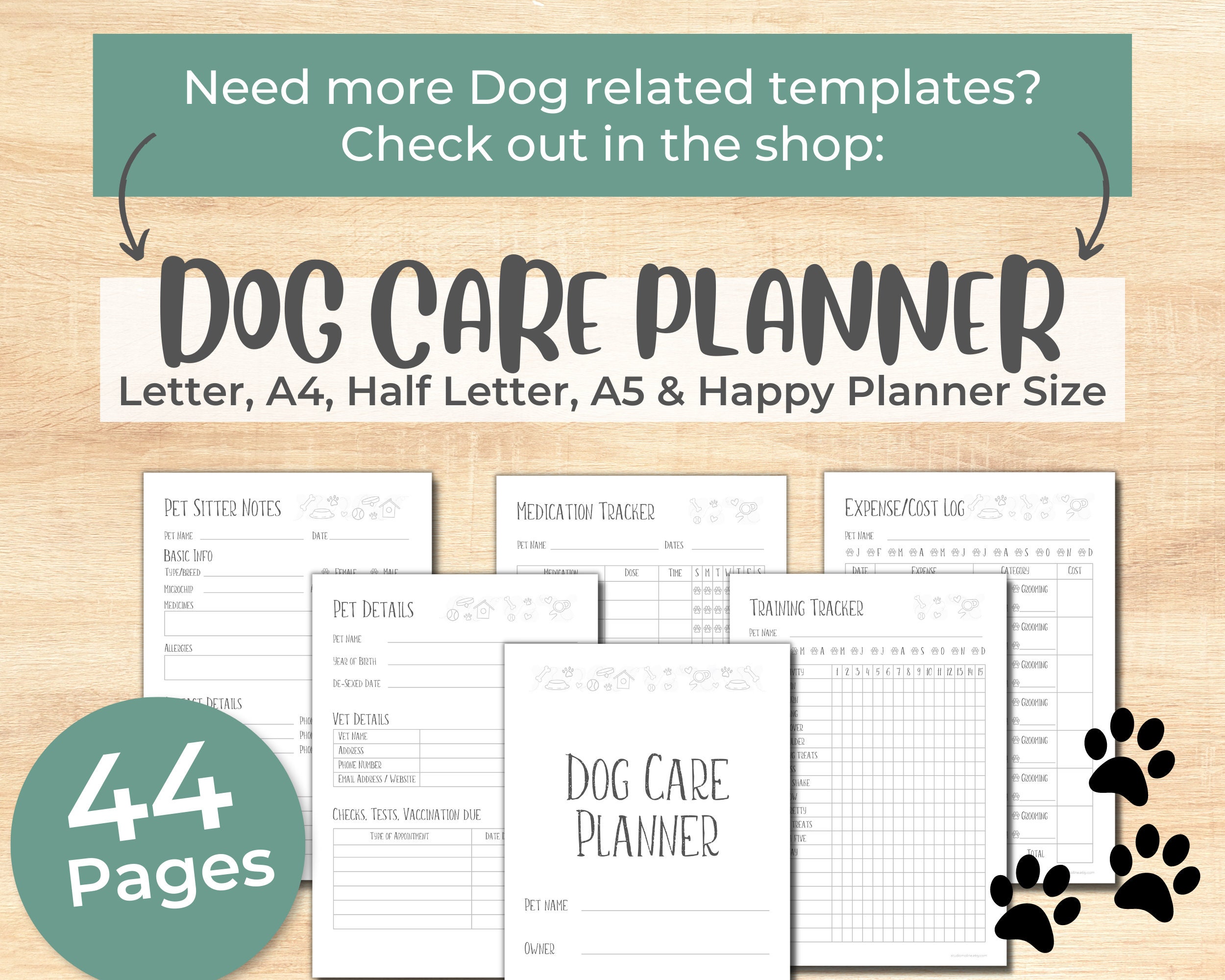 Dog Training Log Printable Dog Walking Pet Planner Puppy - Etsy