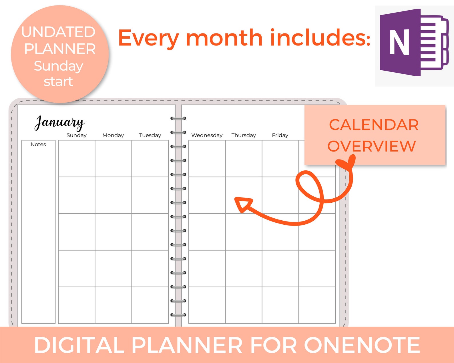 Onenote Digital Planner, Digital Notebook, One Note, Minimalist Planner ...