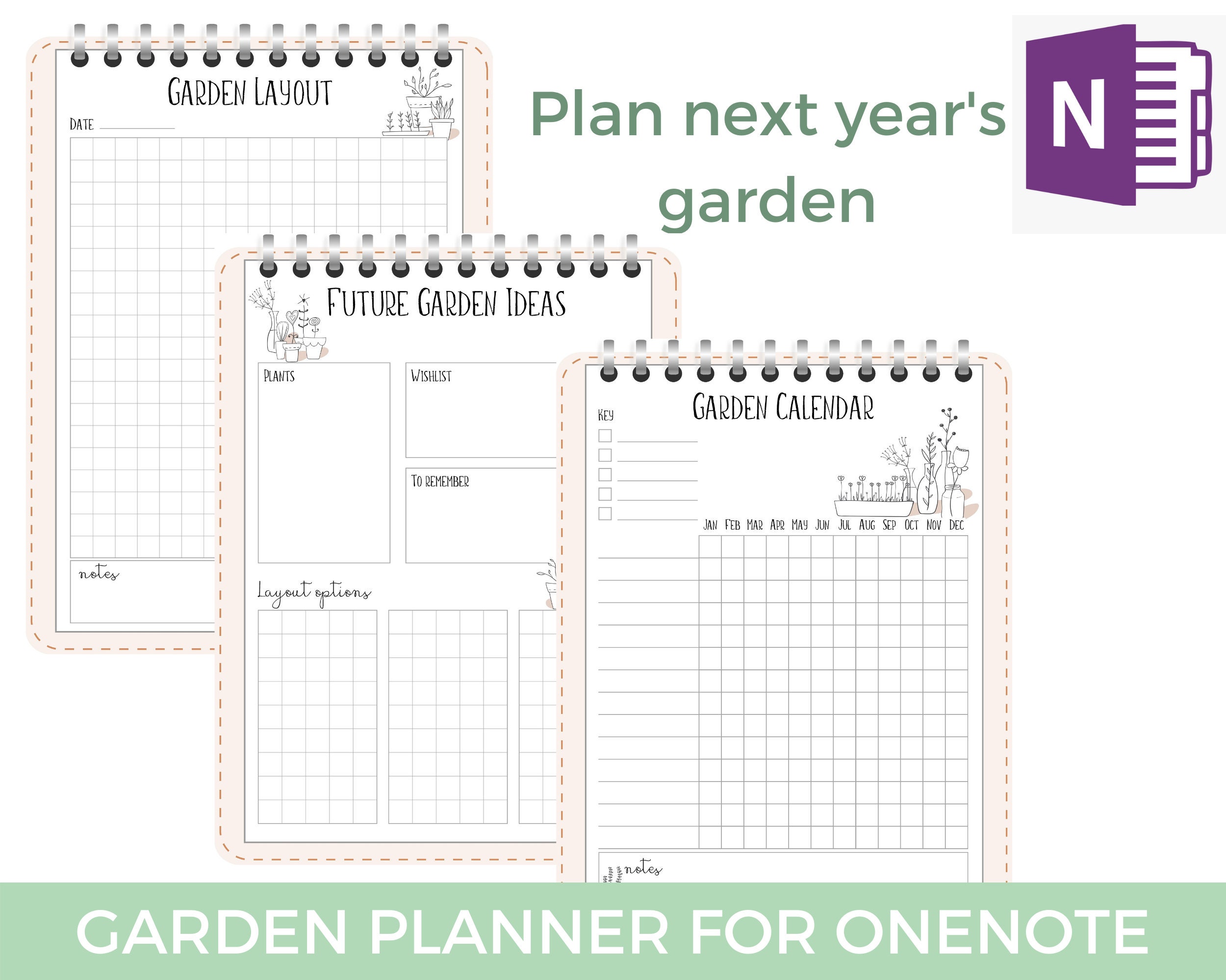 OneNote Garden Planner Garden Journal Digital Planner | Etsy