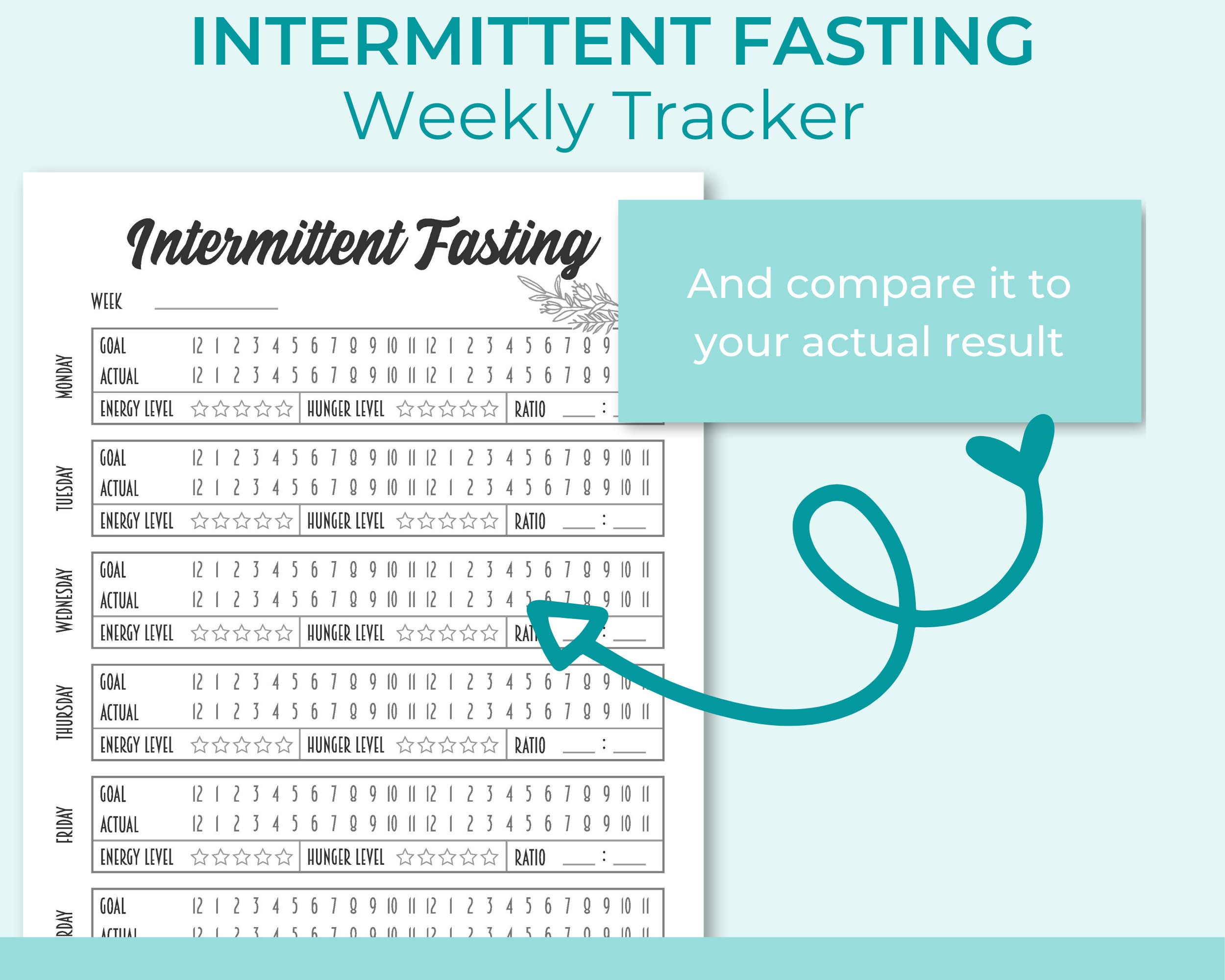 Intermittent Fasting, Fasting Tracker, Weight Loss Planner, Fasting ...