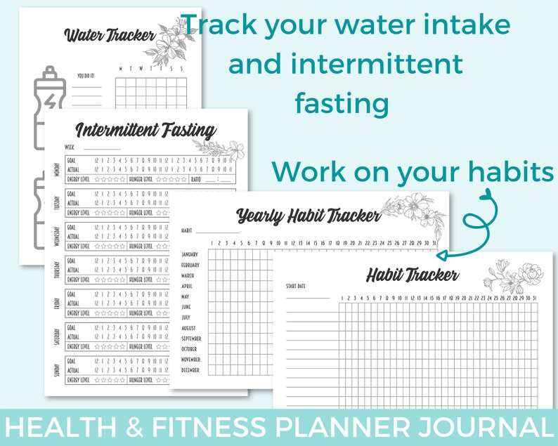 Fitness Planner Health Planner Fitness Journal Exercise | Etsy UK