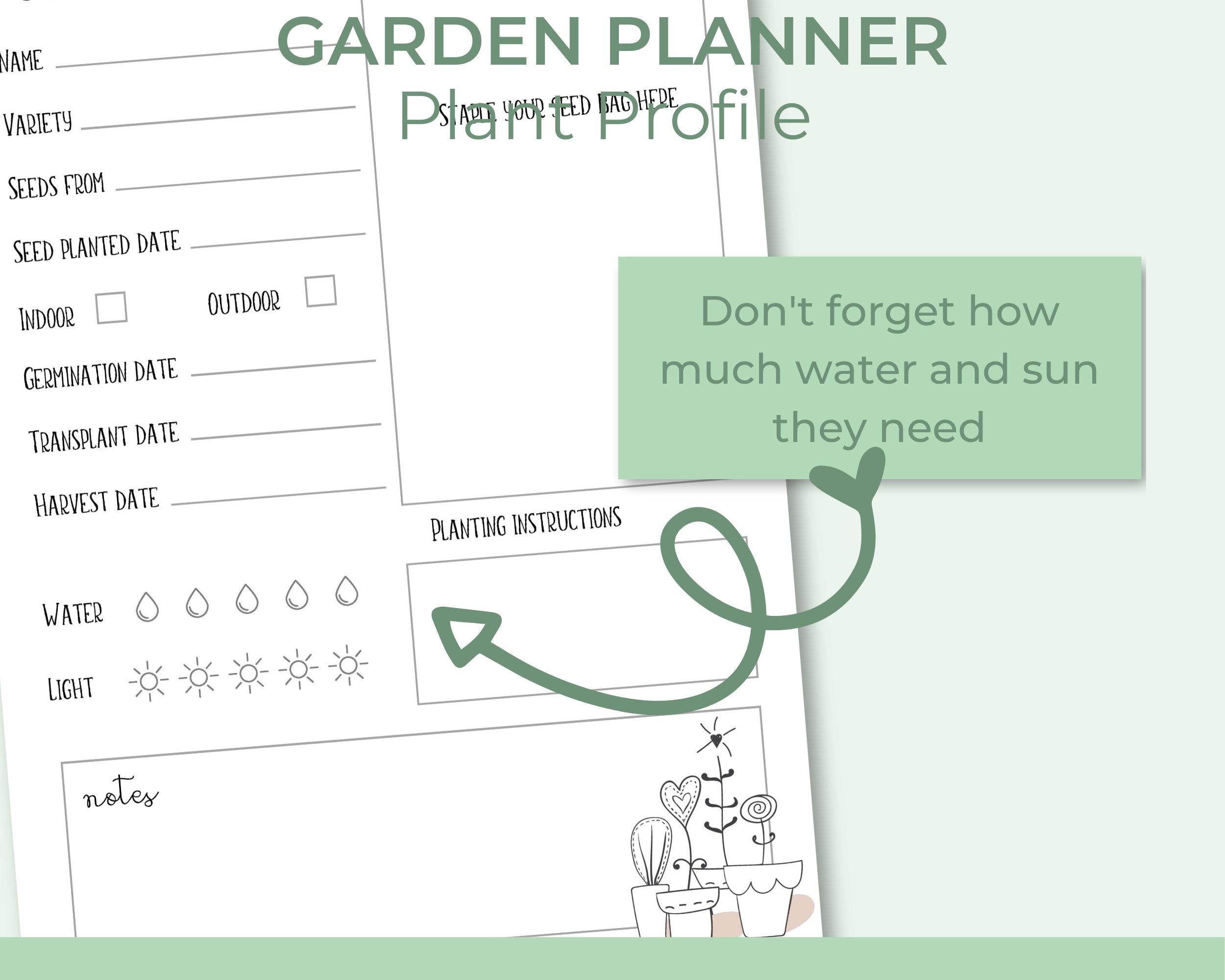 Garden Calendar Plant Profile Garden Planner Garden | Etsy