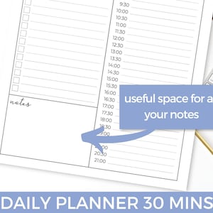 Daily Planner 30 Min Printable Work Planner Daily Schedule | Etsy