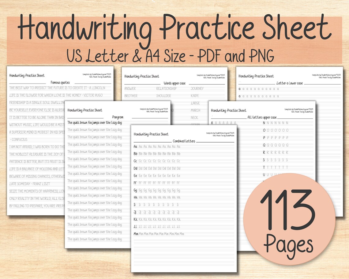 Handwriting Practice Sheets to Practice Calligraphy and Neat ...