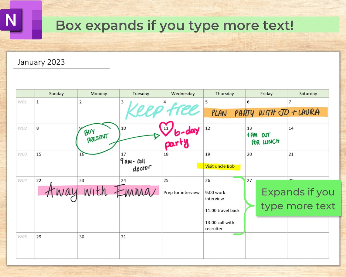 2023 / 2024 Onenote Calendar, Monday Start, Sunday Start, iPad Calendar ...