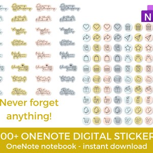 Onenote Digital Stickers, One Note Planner Stickers, Precropped ...