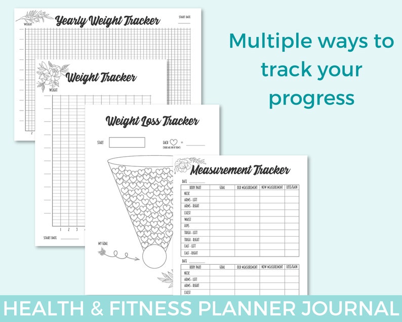 Fitness Planner Health Planner Fitness Journal Exercise | Etsy UK
