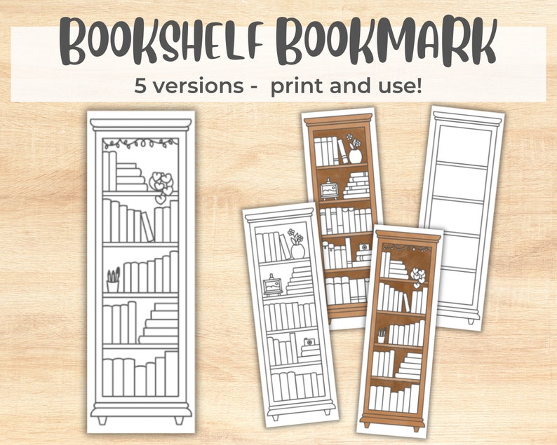 Bookshelf Bookmark Set, Printable Bookcase Reading Tracker, Unique and ...