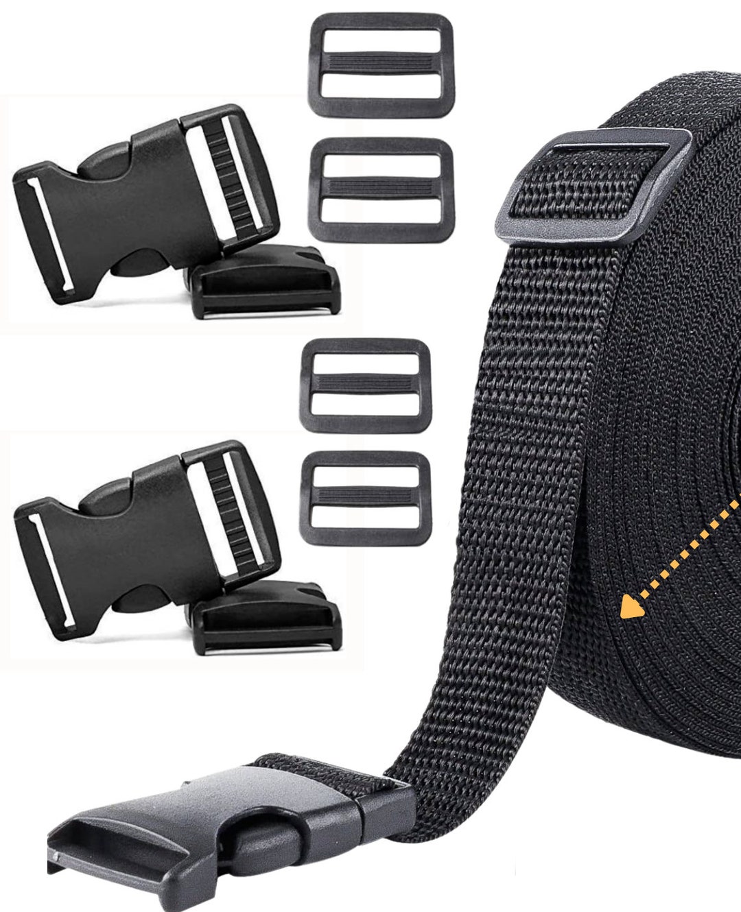 Plastic Delrin 3 Bar Slides Tri Glide Buckles Bkack for Webbing Size ...