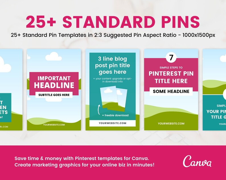 25 Pinterest Pin Canva Templates Social Media Marketing Promo - Etsy