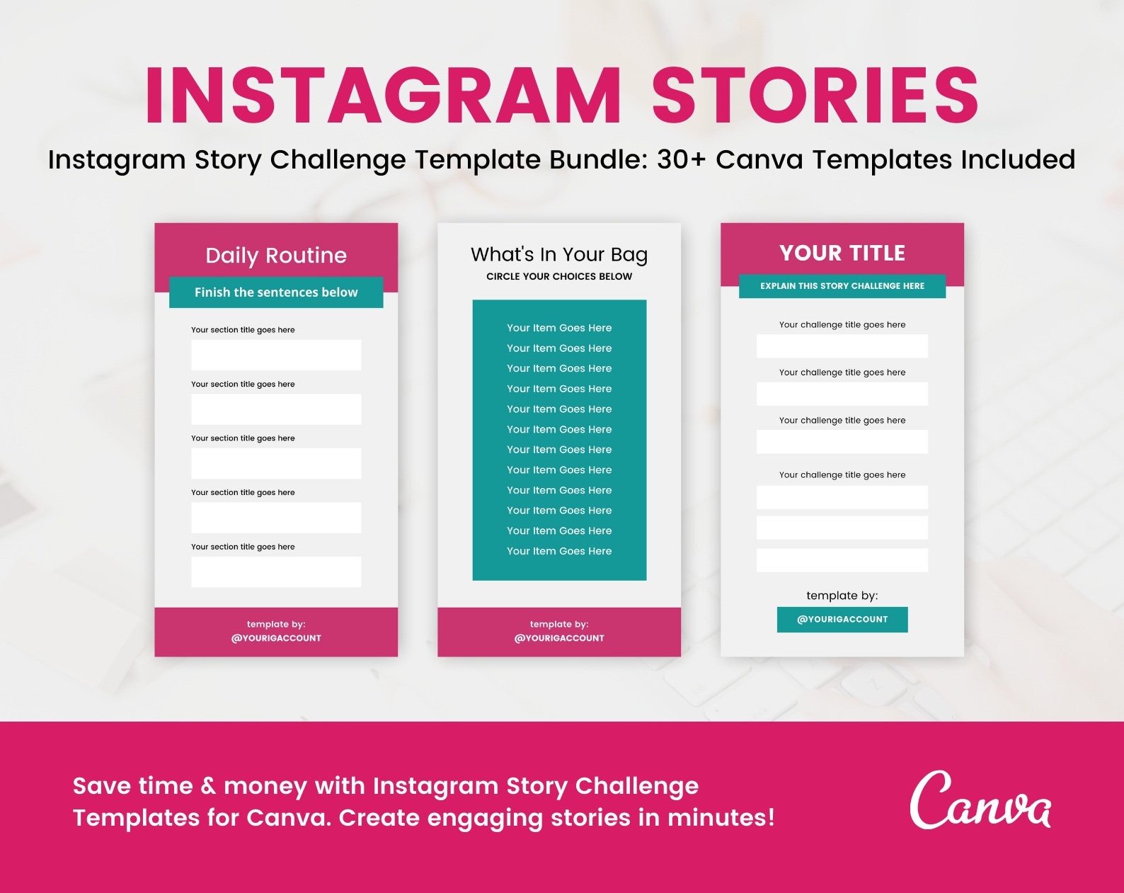 35 Instagram Story Challenges Templates for Canva Social - Etsy